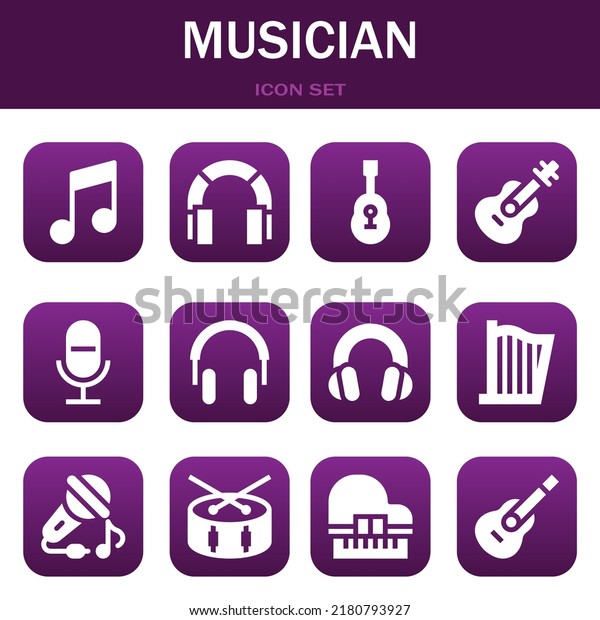 Musician Icon Set Vector Illustrations Related Stock Vector (Royalty ...