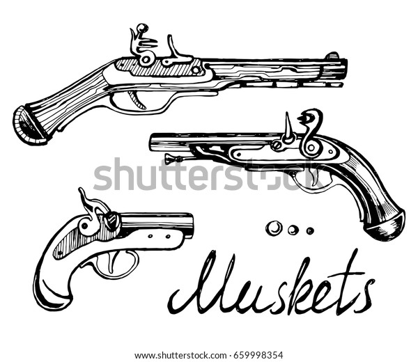 Muskets Set Different Guns Hand Drawn 库存矢量图（免版税）659998354 | Shutterstock