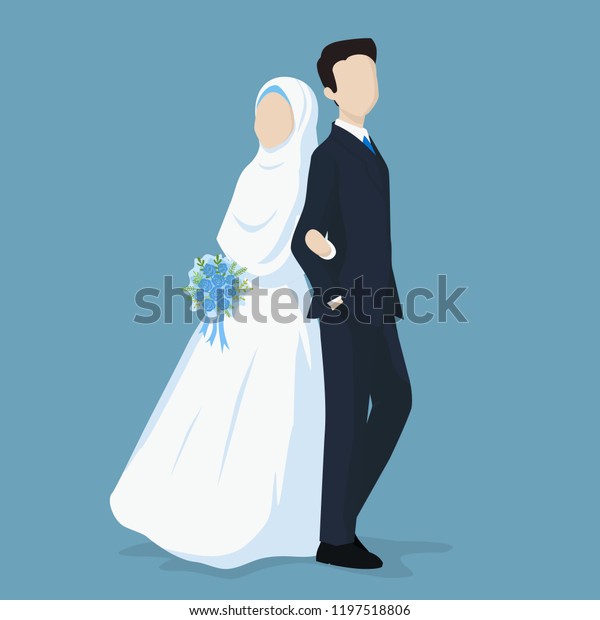 Muslim Bride Groom Vector Cartoon Illustration Stock Vector (Royalty ...