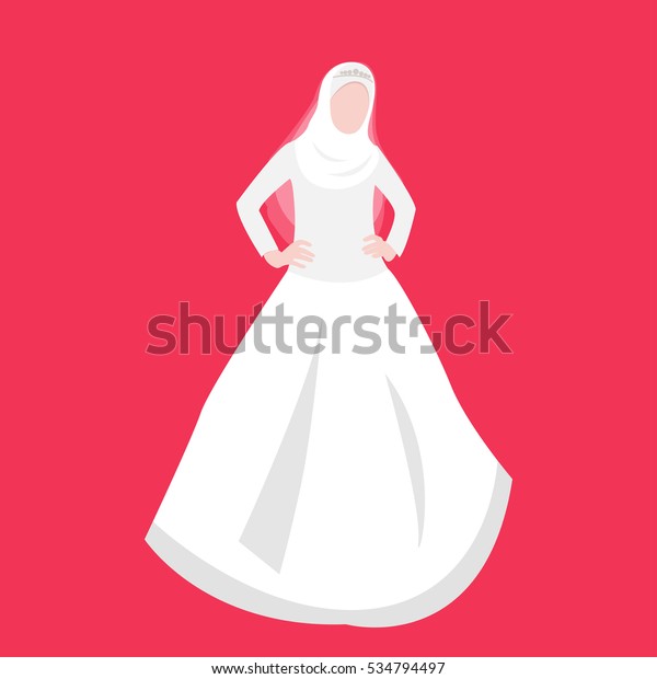 Muslim Bride Wearing Hijab Vector Illustration Stock Vector (Royalty ...