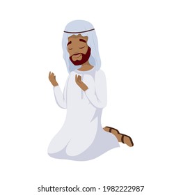Muslim Man Praying Comic Character Stock Vector (Royalty Free ...