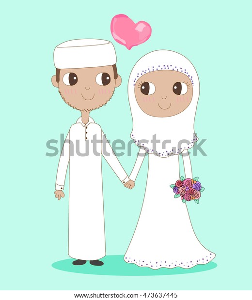 Muslim Wedding Character Stock Vector (Royalty Free) 473637445