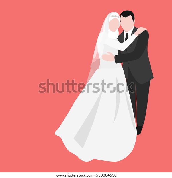 Muslim Wedding Vector Cartoon Bride Groom Stock Vector (Royalty Free ...