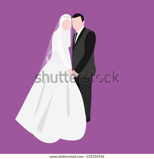 Muslim Wedding Vector Cartoon Bride Groom Stock Vector (Royalty Free ...