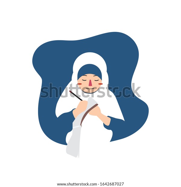 Muslimah Write Some Text Her Notebook Stock Vector (Royalty Free ...