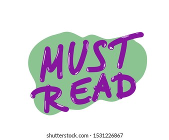 Must Read Text Emblem Stylized Lettering Stock Vector (Royalty Free ...