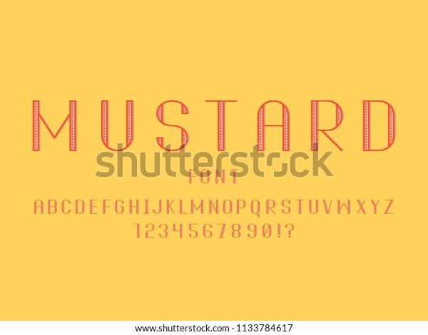 Mustard Font Vector Alphabet Letters Numbers: เวกเตอร์สต็อก (ปลอดค่า ...