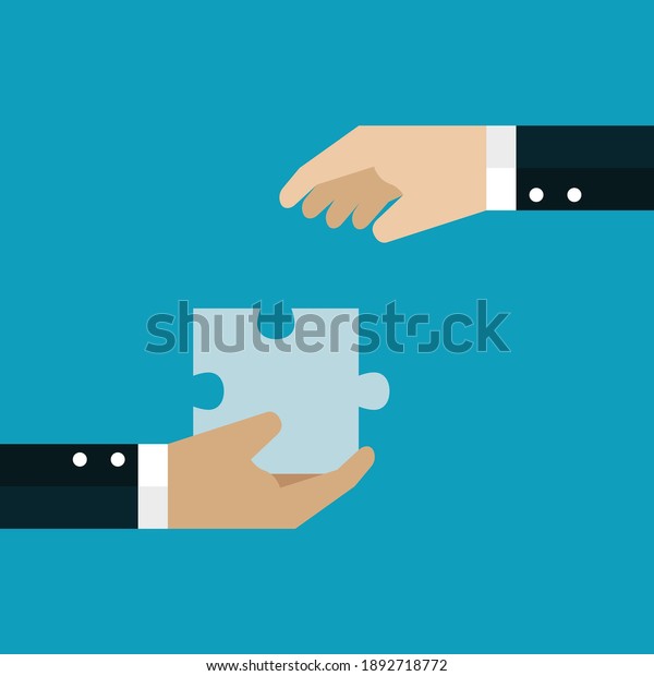 Mutually Beneficial Cooperation Jigsaw Vector Illustration Stock Vector ...