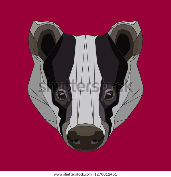 Muzzle Badger Head Animal On Burgundy Stock Vector (Royalty Free ...