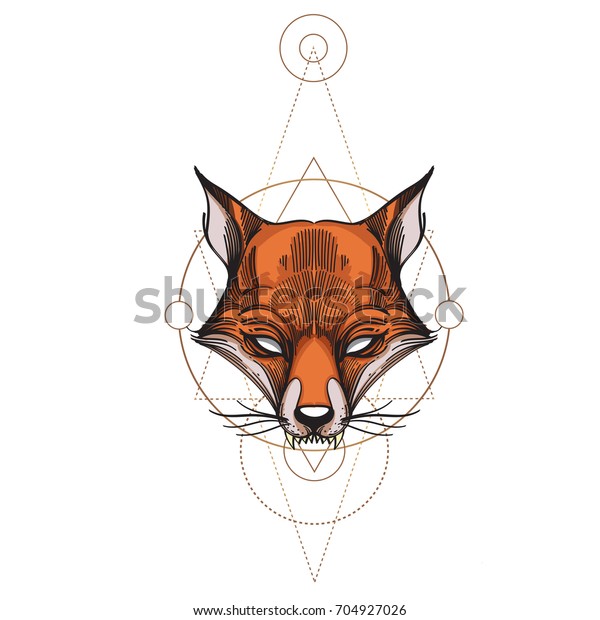 Muzzle Fox Illustration Creating Sketches Tattoos Stock Vector (Royalty ...