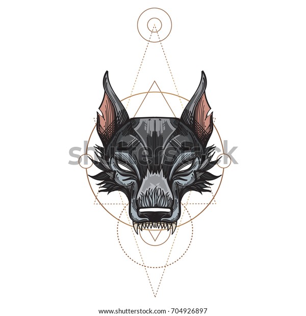 Muzzle Wolf Illustration Creating Sketches Tattoos Stock Vector ...
