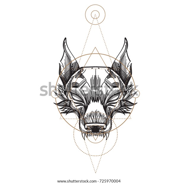 Muzzle Wolf Illustration Creating Sketches Tattoos : image vectorielle ...