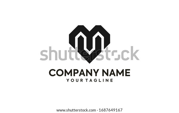 Mv Vm Letter Initial Love Logo Stock Vector (Royalty Free) 1687649167
