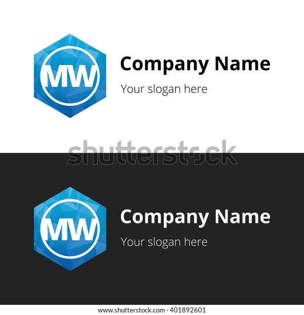 Mw Letters Abstract Polygonal Background Logo Stock Vector (Royalty ...