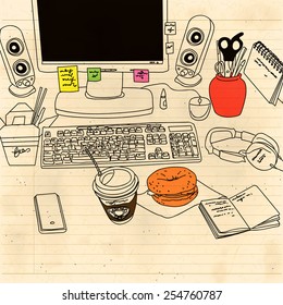 My Desk Stock Vector (Royalty Free) 254760787