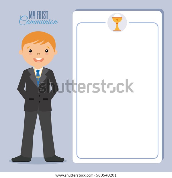 My First Communion Boy Invitation Space Stock Vector (Royalty Free ...