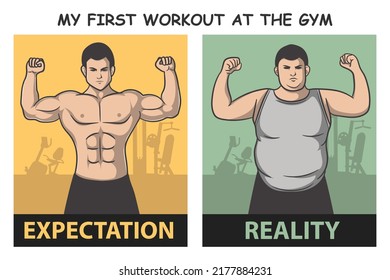 My First Workout Gym Expectation Versus Stock Vector (Royalty Free ...