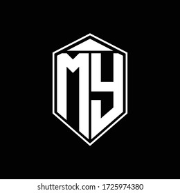 My Logo Monogram Emblem Shape Combination Stock Vector (Royalty Free ...