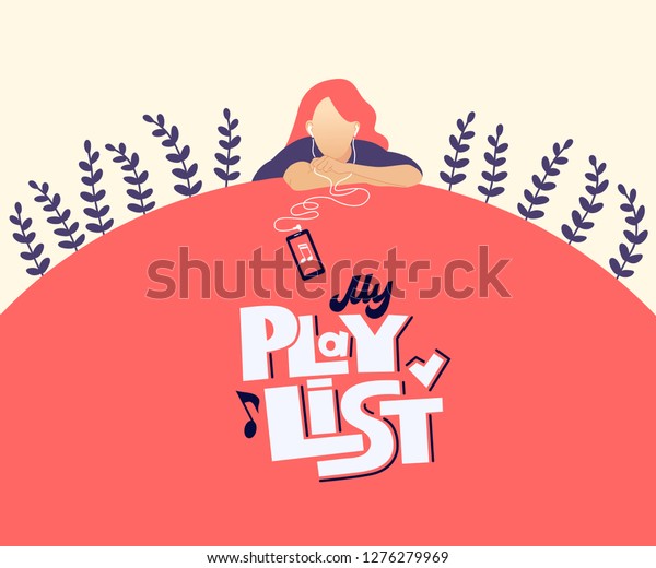 My Playlist Hand Drawn Stylized Vector 스톡 벡터(로열티 프리) 1276279969