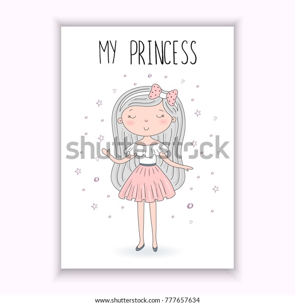 My Princess Card Cute Hand Drawn : image vectorielle de stock (libre de ...