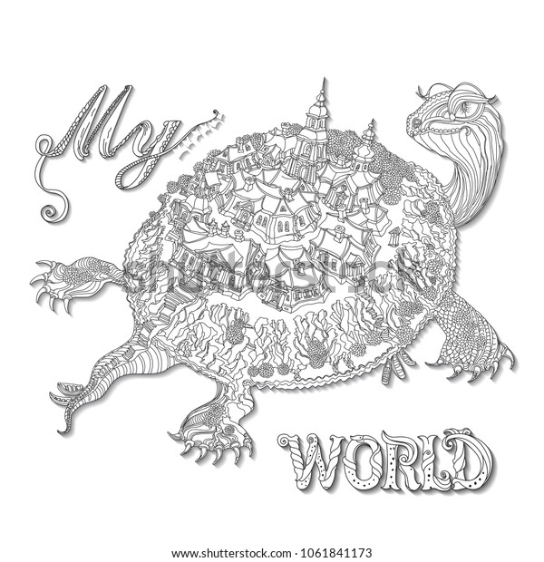 My World Vector Black White Outline Stock Vector (Royalty Free ...