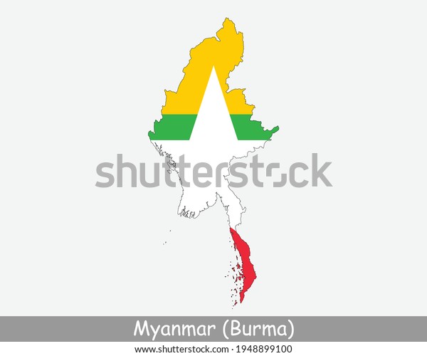 Myanmar Burma Flag Map Map Republic Stock Vector (Royalty Free ...