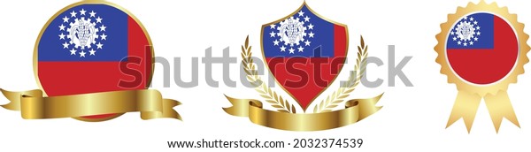 Myanmar Burma Flags Symbols Countries Map Stock Vector (Royalty Free ...