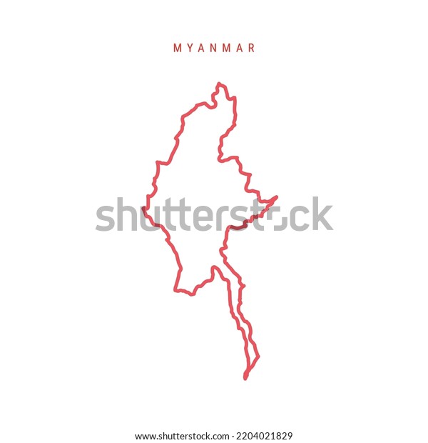 Myanmar Editable Outline Map Burma Red Stock Vector (Royalty Free ...