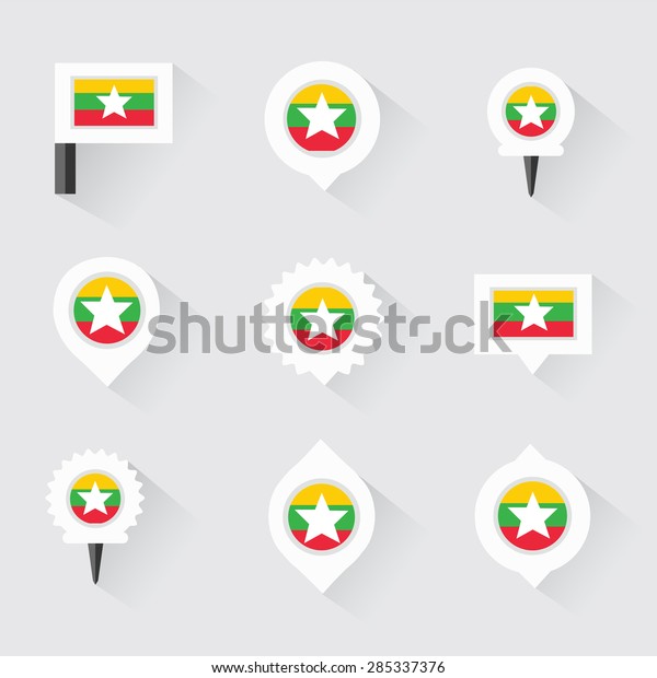 Myanmar Flag Pins Infographic Map Design Stock Vector (Royalty Free ...