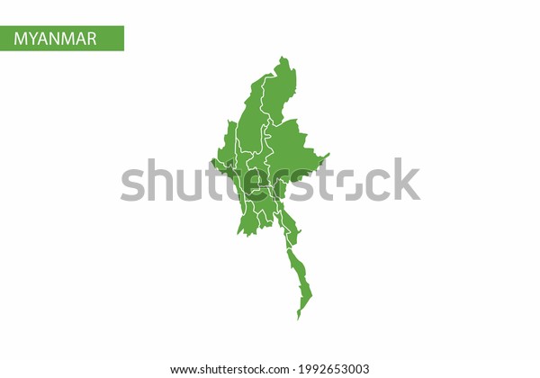 Myanmar Green Map Detailed Vector Stock Vector (Royalty Free ...