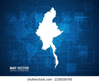 Myanmar Map Abstract Blue Background Technology Stock Vector (Royalty ...
