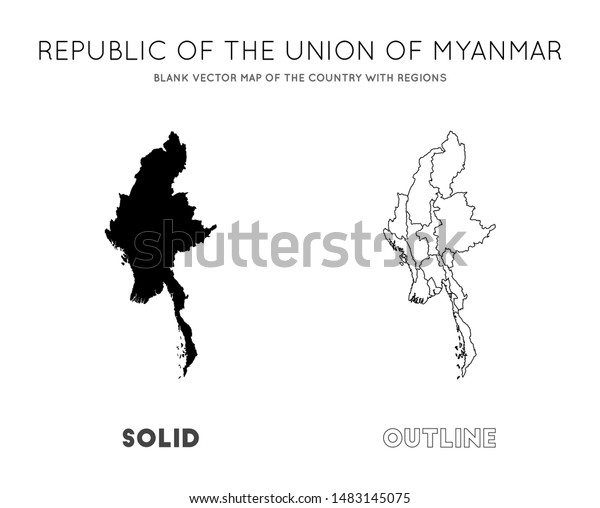 Myanmar Map Blank Vector Map Country Stock Vector (Royalty Free ...