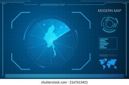 Myanmar Map Blue Digital Frame Technology Stock Vector (Royalty Free ...