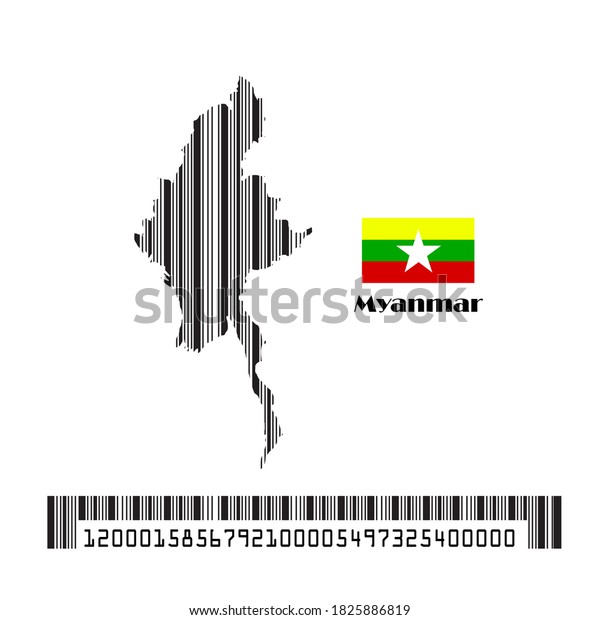 Myanmar Map Flag Made Bar Code Stock Vector (Royalty Free) 1825886819 ...