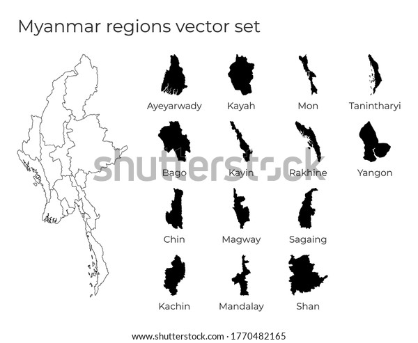 Myanmar Map Shapes Regions Blank Vector Stock Vector (Royalty Free ...
