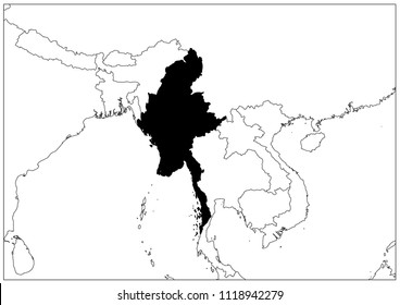 Map Asia Highlighted Myanmar Map Gray Stock Vector (Royalty Free ...
