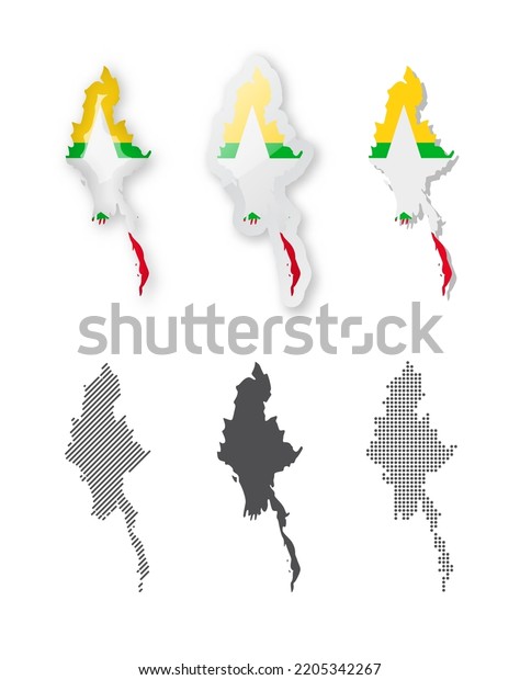Myanmar Maps Collection Six Maps Different Stock Vector (Royalty Free ...