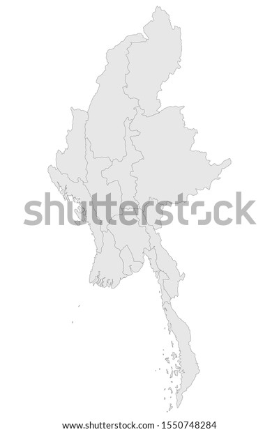 Myanmar Political Map Boundaries Vector Isolated 库存矢量图（免版税）1550748284 ...