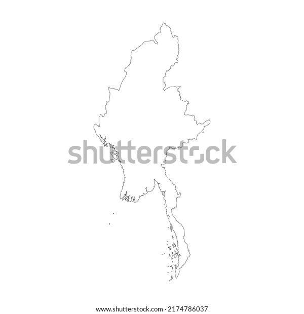 Myanmar Vector Country Map Outline: เวกเตอร์สต็อก (ปลอดค่าลิขสิทธิ์ ...