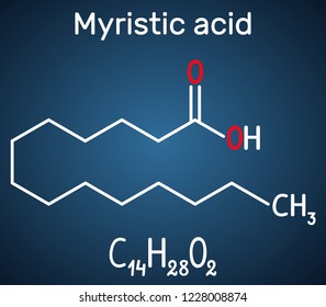 Myristic Tetradecanoic Acid Molecule Saturated Fatty Stock Vector ...