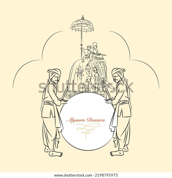 Vektor Stok Mysore Dasara Jambusavari Kannada Vector Illustration ...