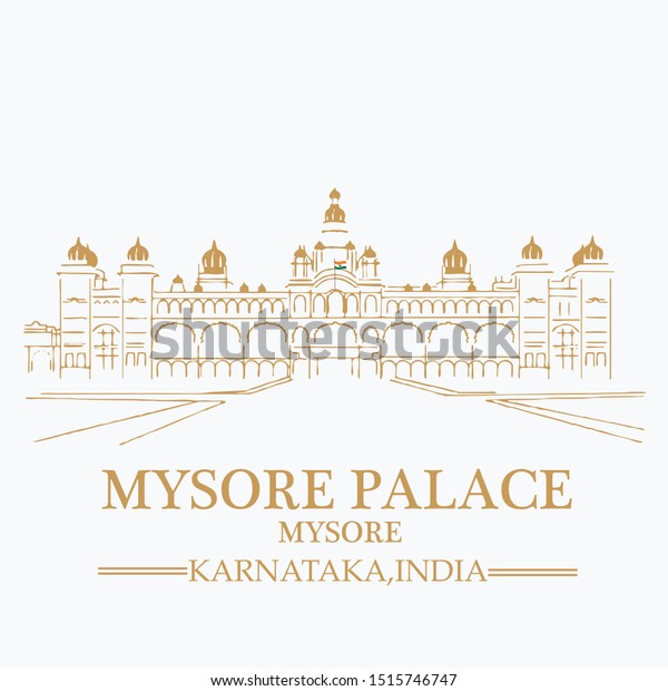 Mysore Palace Karnataka India Vector Stockvektor (royaltyfri) 1515746747