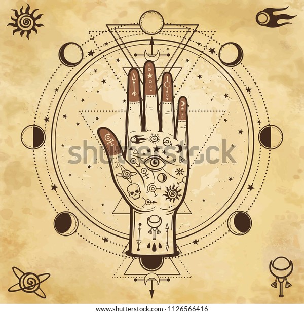 Mysterious Background Divine Hand Providence Eye Stock Vector (Royalty ...