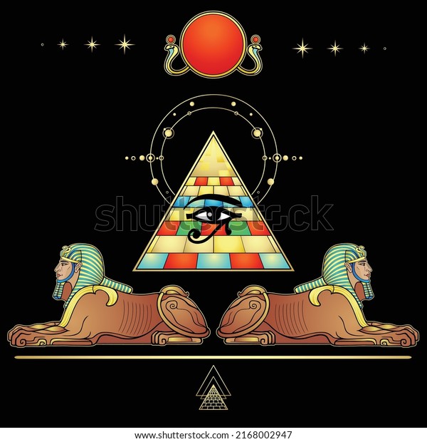 Dibujo místico de color: los esfinges: vector de stock (libre de ...
