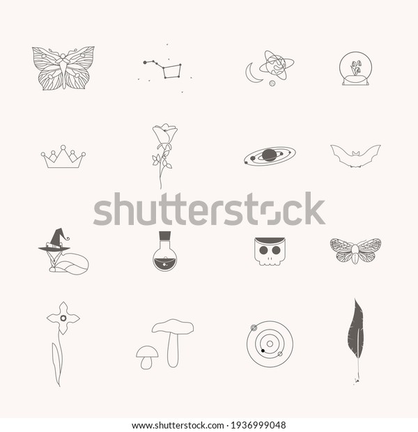 Mystical Icons Isolated Vector Set Includes Stock Vector (Royalty Free ...