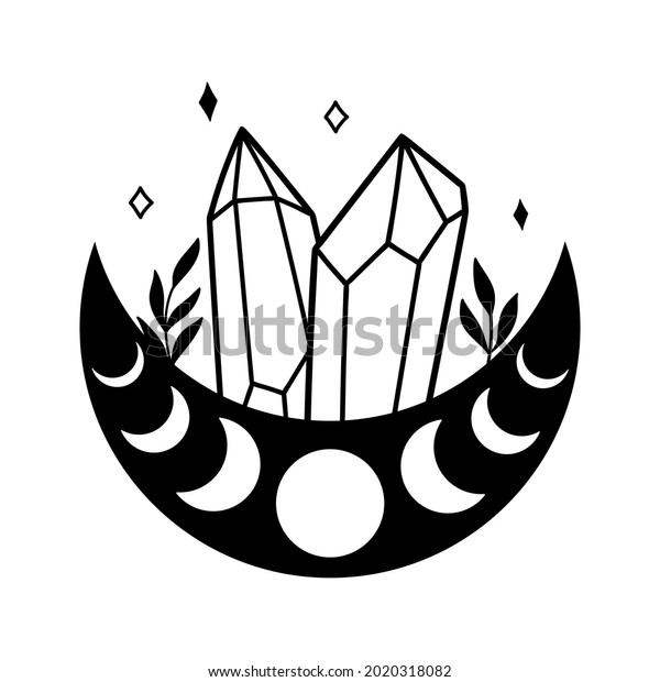 Mystical Moon Crystal Moon Phases Magical Stock Vector (Royalty Free ...