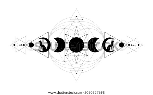 Mystical Moon Phases Sacred Geometry Triple Stock Vector (Royalty Free ...