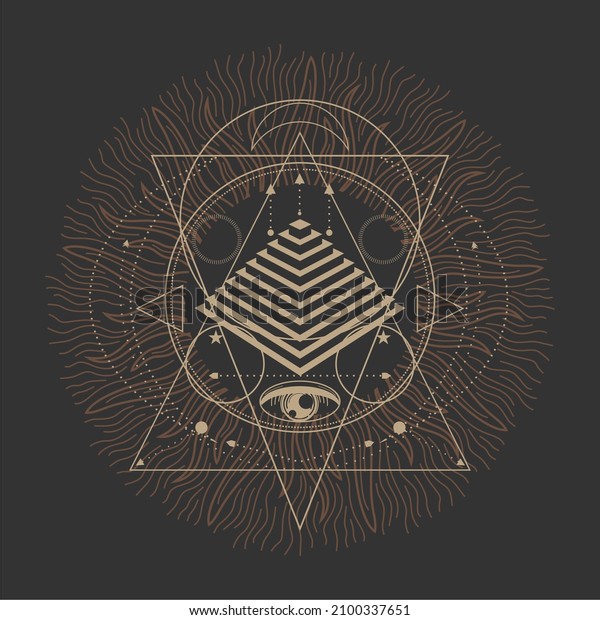 Mystical Vintage Gothic Geometry Thin Lines Stock Vector (Royalty Free ...