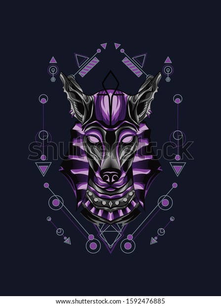 Mythical Anubis Head Sacred Geometry Pattern Stock Vector (Royalty Free ...