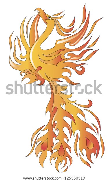 Mythical Phoenix Bird Vector Illustration Stock Vector (Royalty Free ...